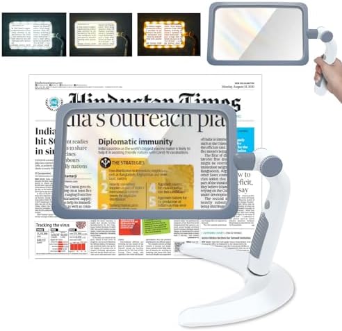 Amazon.com: 5X Rechargeable Floor Magnifying Glass with Light and Stand ...