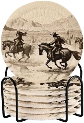 Amazon.com: Western Desert Cowboy Coasters for Drinks,Vintage Western ...