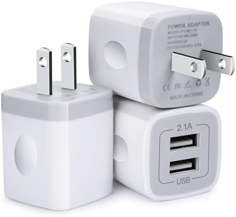 Amazon.com: Black USB Wall Adapter, FiveBox 2Pack Dual Port 2.1A Fast ...