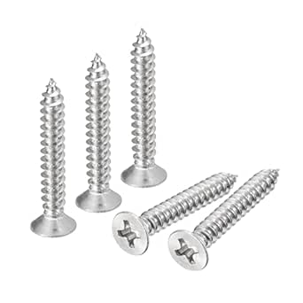 uxcell #6x1 Flat Head Sheet Metal Screws, 50pcs Phillips Drive Wood Screws 304 Stainless Steel ...