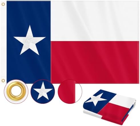 Amazon.com : Texas Flag 3x5 FT Heavy Duty Outdoor, Luxury Embroidered ...