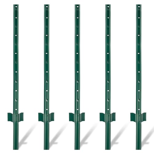 Snapklik.com : Toriexon Fence Posts 4Feet - 5Pack, Heavy Duty Metal ...