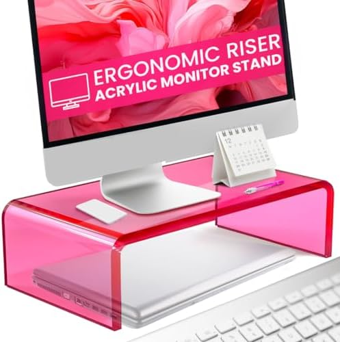 Amazon.com: NovaMode Acrylic Monitor Stand, Pink Computer Riser, Pink ...