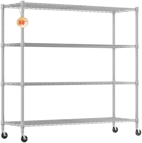 Amazon.com: Decofy 4-Tier Metal Wire Shelving Unit with Wheels, 60" x ...