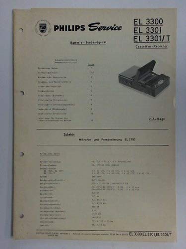 Philips Service: EL 3300, EL 3301, EL 3301/T. Cassetten-Recorder ...