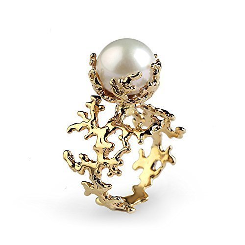 Amazon.com: 14k Yellow Gold, 12mm Round Freshwater Cultured White Pearl ...