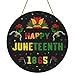 Amazon.com: Happy Juneteenth Decorations Wooden Juneteenth 1865 Hanging ...