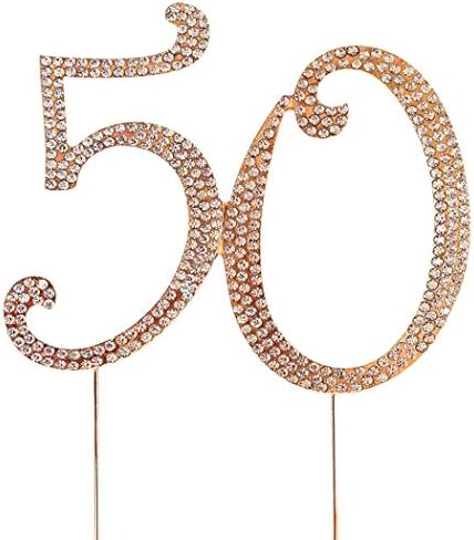Amazon.com: MAGJUCHE Gold 50" Crystal Cake Topper, Number 50 ...