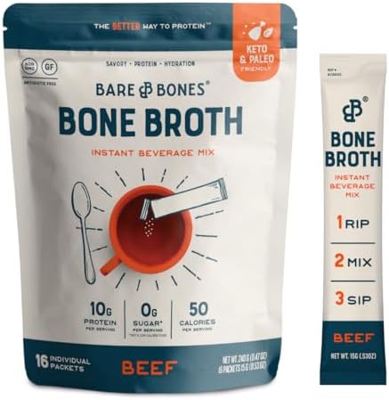 Amazon.com : Bare Bones Beef Bone Broth Instant Powdered Mix | Rich ...