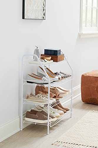 Rubbermaid 4-Tier Wire Shoe Rack, White, Simple Assemble, Storage Shelf ...