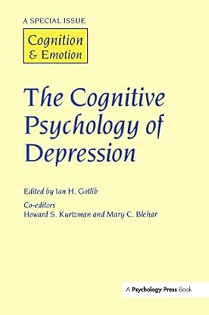 Amazon.com: The Cognitive Psychology of Depression: A Special Issue of ...