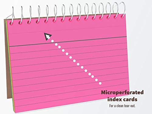 Snapklik.com : 1InTheOffice Spiral Index Cards 3x5, Neon Index Cards, Assorted Bright Colors ...