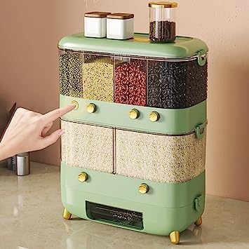 Jolfay Rice Dispenser Cereal Dispenser Countertop Large Sealed Grain ...