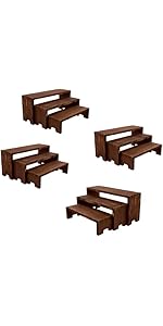 Amazon.com: Yikaroeli Display Wood Risers Wooden Stand 3 Tier Wood ...