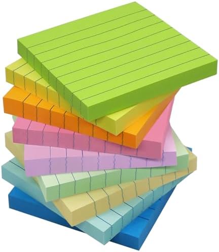 Amazon.com : (9 Pack) Lined Sticky Notes 3x3 Post Sticky Notes with ...