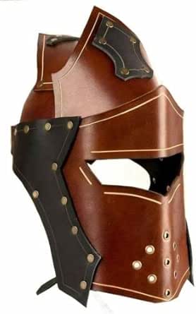 Amazon.com: medieval Leather Knight's Helmet - Leather Armor for LARP ...