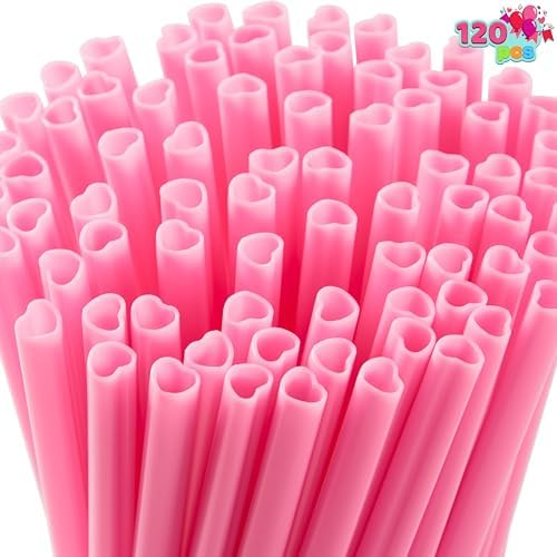 Amazon.com: Jutom 25 Pack Valentine Heart Shaped Straws 9.8 Inch ...