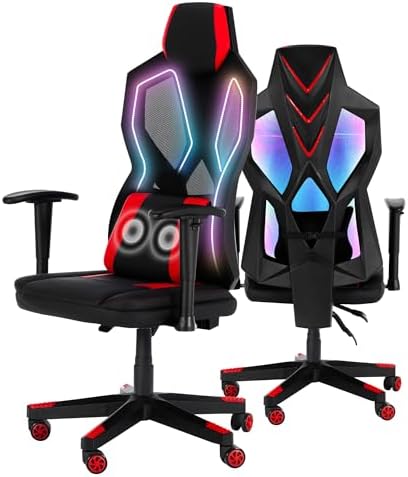 Amazon.com: Bestier Gamer Chair with RGB LED Lights, Breathable Fabric ...