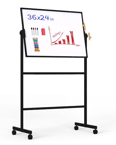 Snapklik.com : Double-Sided Rolling Whiteboard/w Height Adjustable ...