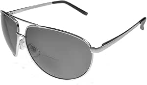 Badical Pilot Style Bifocal Sunreader Reading Glasses Sunglasses Silver ...