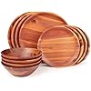 Amazon.com | AIDEA Wood Dinnerware Set 12pcs Acacia Wood Tableware Set ...