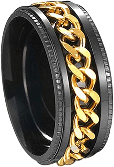 MEENAZ Rings for Men Boy Boyfriend gents friends Gold Black Ring for ...