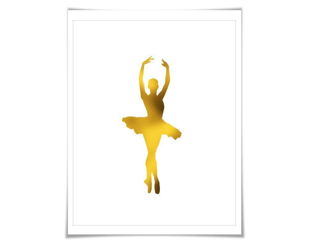Amazon.com: Ballerina 2 Gold Foil Art Print. 7 Foil Colours/3 Sizes ...