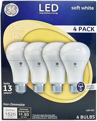 Set of 4 Soft White LED Bulbs - Non Dimmable - 1520 Lumens - 2700k ...