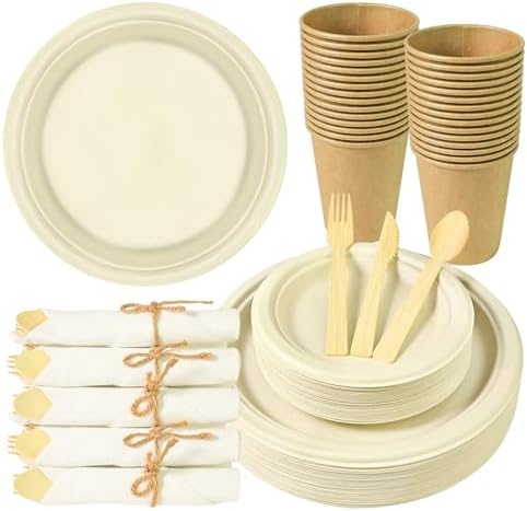 Amazon.com: ECONLY Disposable Rustic Plates Palm leaf plates10",7" 4.5 ...