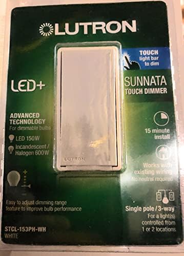 Lutron Sunnata STCL-153PH-WH Variateur d'intensité tactile 150 W LED/600 W Incandescent/Halogène ...