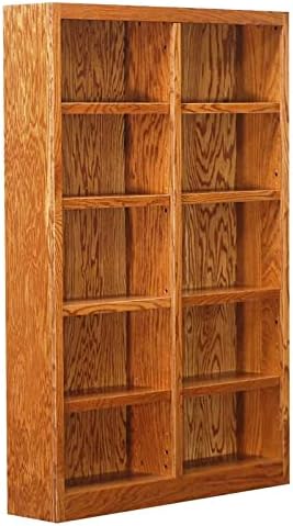 Amazon.com: Traditional 72" Tall 10-Shelf Double Wide Wood Bookcase in ...