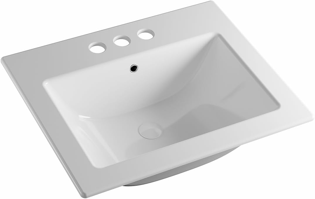 Oaker 550-43 Rectangular 21-5/8" Drop in Bathroom Sink With Overflow ...