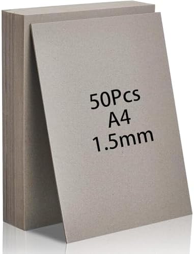 Oungy A4 Greyboard 50 Sheets, 1500 Micron Mount Board A4 Chipboard, 1 ...