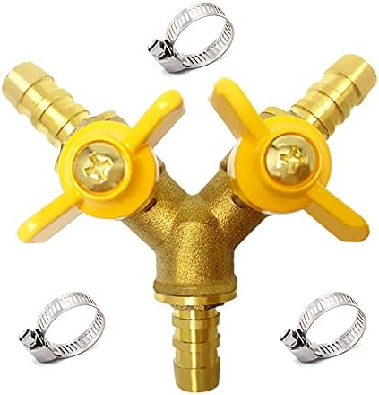 Amazon.com: JUWO 3/8" 3 Way Hose Barb with Shut-off Ball Valve, Y Shaped Brass Barb Fitting for ...