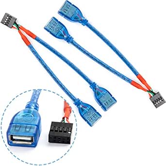 Amazon.com: risingsaplings 2pcs USB 2.0 Dual Extension Port Cable for ...