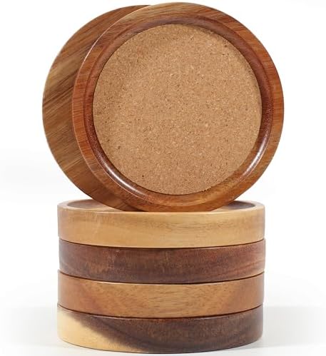 Amazon.com: Wooden Coasters for Drinks - Natural Wood Drink Coasters ...