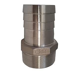 304 Stainless Steel Hex Hose Barb Adapter, 2 Inch ID Hose Barb x 2 Inch ...