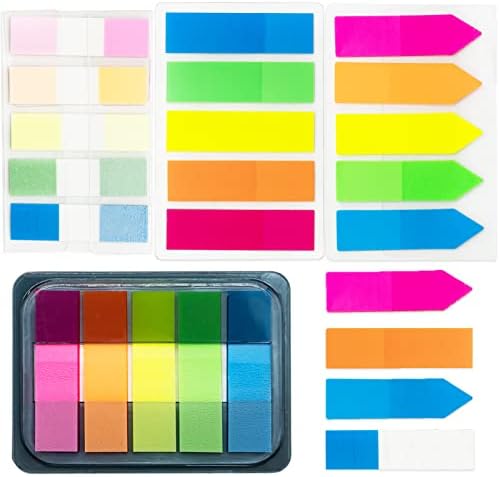 400pcs Neon Index Tabs, 5 Bright Colors Translucent Index Flags PET ...