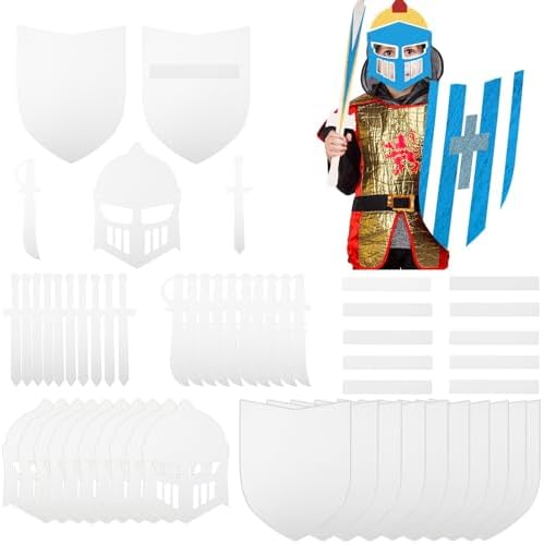 Amazon.com: 40 Pcs DIY Knight Play Set Includes Blank Cardboard Shields ...