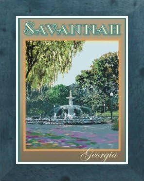Amazon.com: Savannah- Framed, Art-Deco Style Vintage Travel Poster by ...