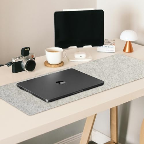 Modern Nest Felt Desk Mat Large in Light Grey, Non-Slip Large Mouse Mat ...