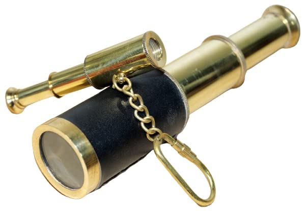 ALFAMART HT Brass Telescope 6 Inch Long Leather Wrap with Mini ...