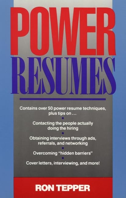 Power Resumes: Tepper, Ron: 9780471504139: Amazon.com: Books