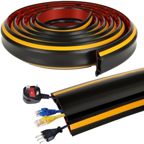 VIDETOL 3M Floor Cable Cover Protector, 3 Cord Rubber Floor Cable Cover ...