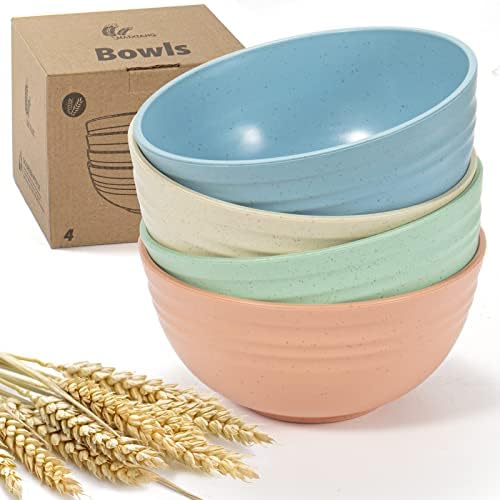 PTNITWO Cereal Bowls-Set of 4 Wheat Straw Fiber Bowls, Unbreakable And ...
