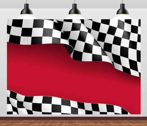 Amazon.com : BELECO 15x10ft Fabric Racing Theme Backdrop Racing Flag ...