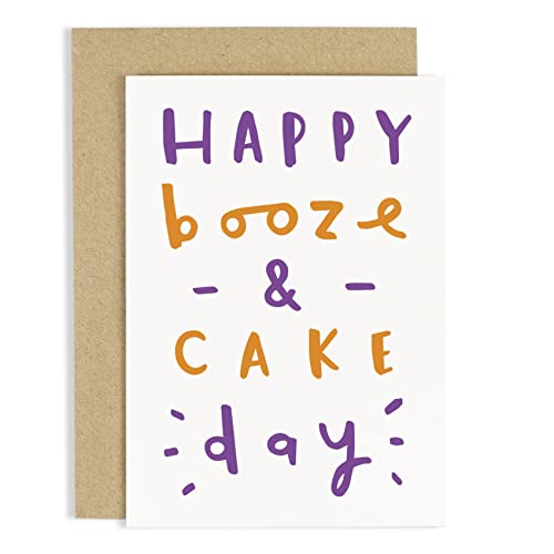 Old English Co. Happy Booze Cake Day Funny Birthday Card for - Want It All