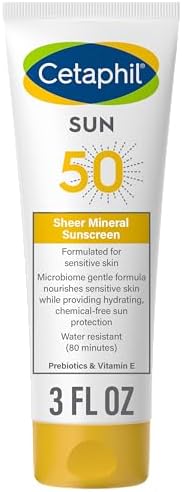 Amazon.com: Cetaphil Sheer Mineral Sunscreen Lotion for Face & Body | 3 fl oz | 100% Mineral ...
