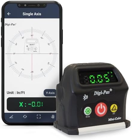 Digi-Pas 2-Achsen Smart Cube Level DWL-90PRO WIRELESSLY zeigt den Nivellierungsstatus auf dem ...