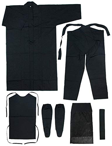 KYOETSU Men's Kuroko 6 Pieces Set (Hood/Kimono/Pants/Haragake/Obi) (X ...